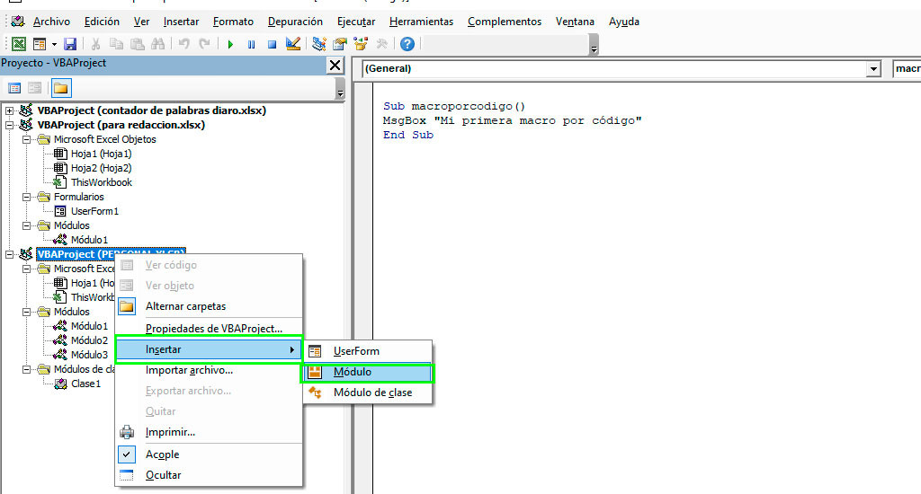 Cómo Crear Código de Visual Basic con el Libro de Macros Personal y ...
